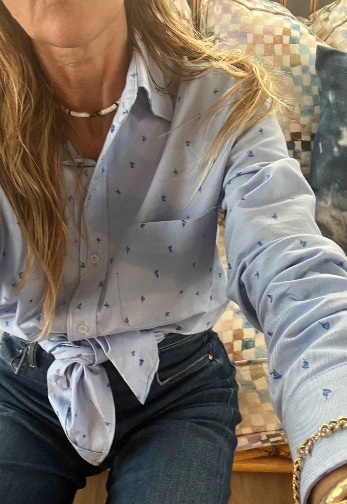 embroidered surfer button down – warm